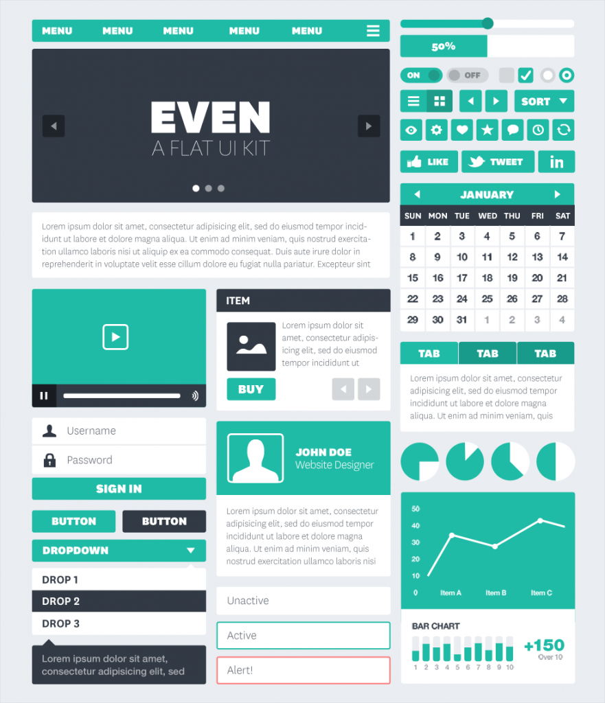 50+ Free Flat UI Kits to Speed Up Your Workflow